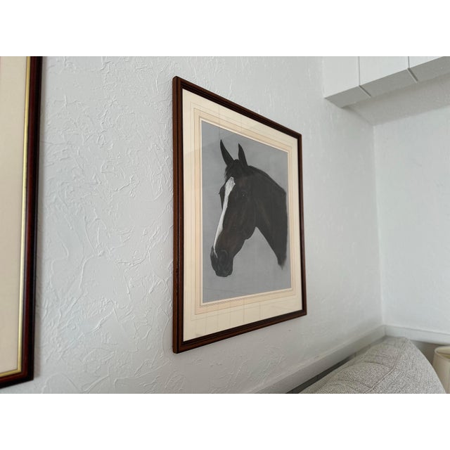 1980s Large Vintage Horse Portrait Painting, Equestrian Original Art ...