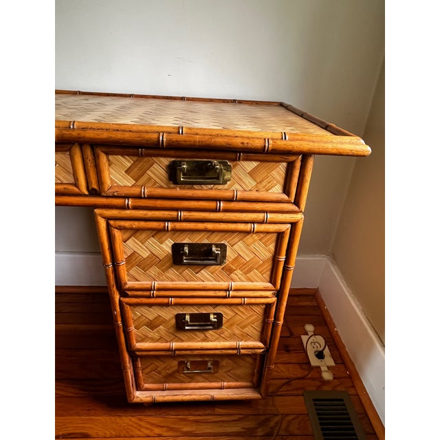 1960s British Colonial Chinoiserie Style Faux Bamboo and Woven Reed ...