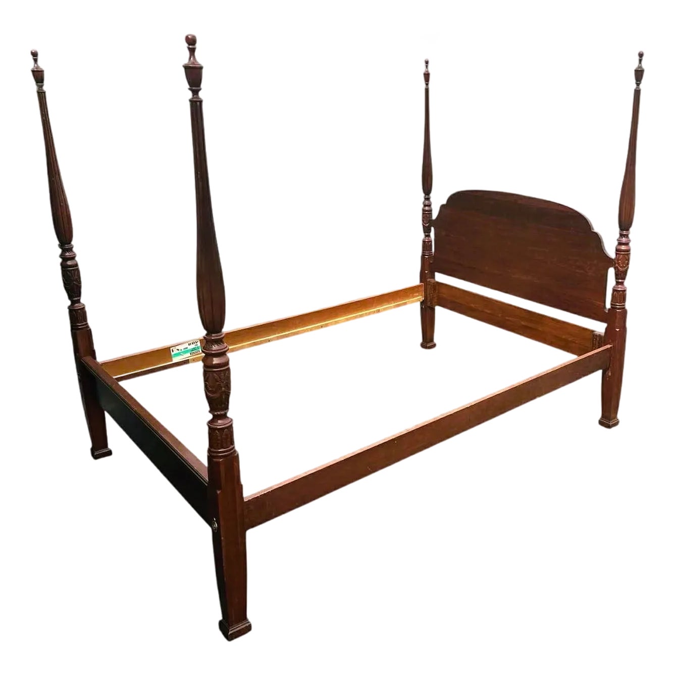 Queen Size Solid Cherry Wood Four Poster Rice Bed - Vintage Late 20th ...