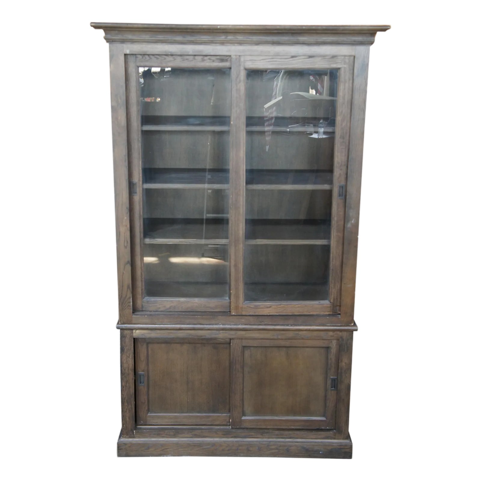 Restoration Hardware English Farmhouse Oak Glass Door Bookcase & Hutch ...