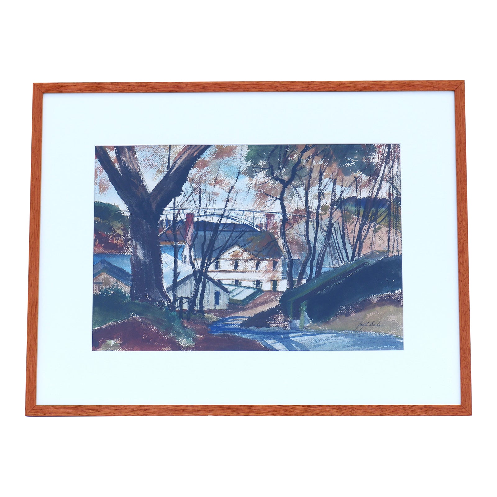 1980s Joseph Barber Signed Pastel and Watercolor Landscape Painting ...