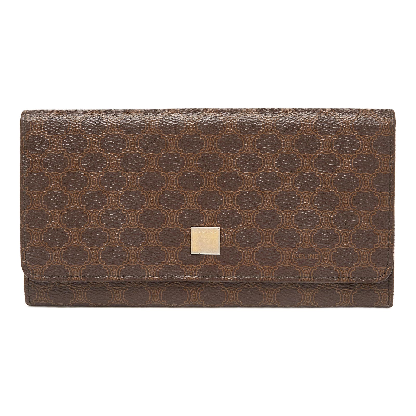 Celine Brown Macadam Coated Canvas And Leather Continental Wallet ...