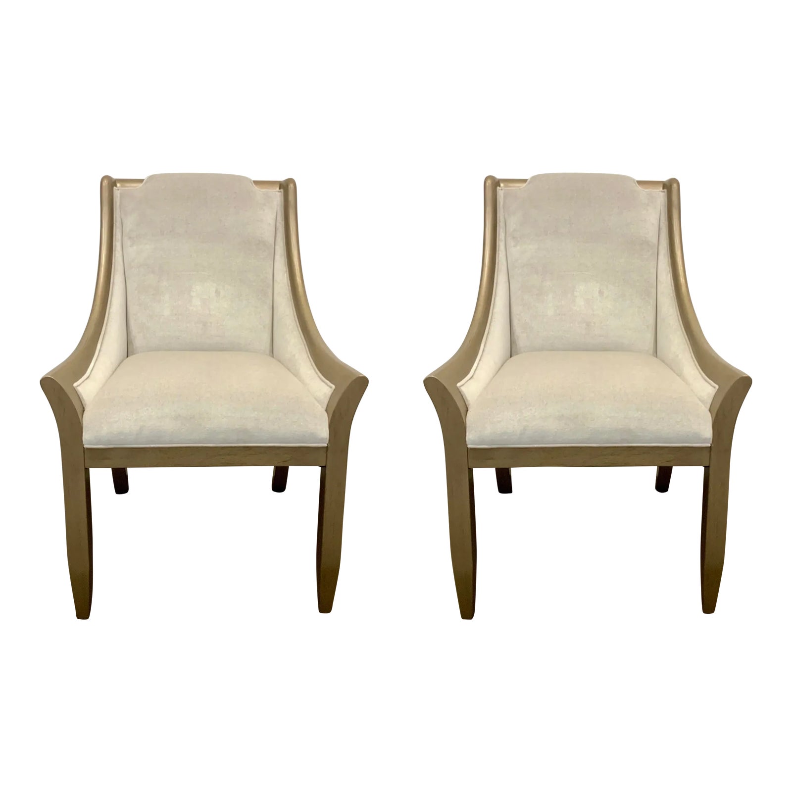 Caracole Signature Modern White Velvet Host and Hostess Chairs Pair ...