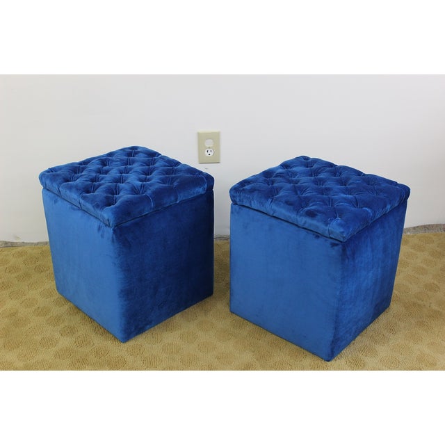 Mid Century Modern Small Storage Stools -- A Pair | Chairish