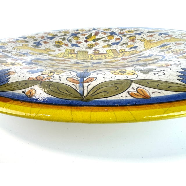 Italian Provincial Deruta Hand Painted Decorative Large Plate | Chairish