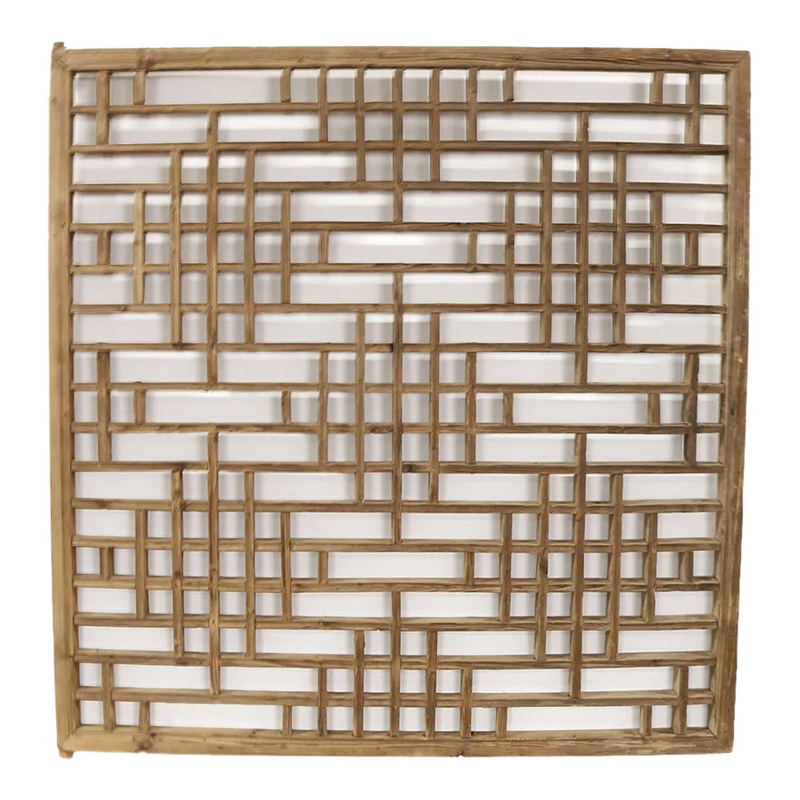 Vintage Chinese Pine Window Panel | Chairish