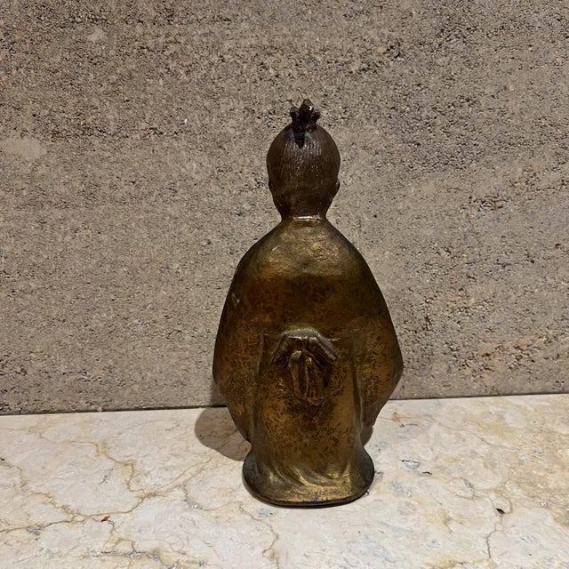 1960s Okimono Figurine Selflessness Child Gilded Cast Iron | Chairish