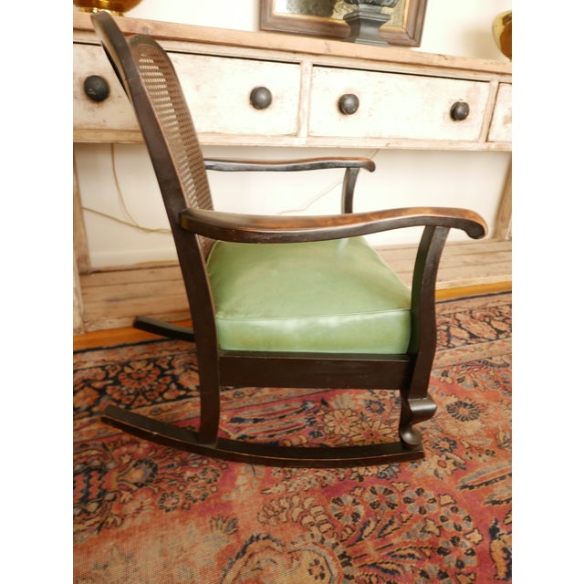 Antique Black Cane Back Rocker | Chairish