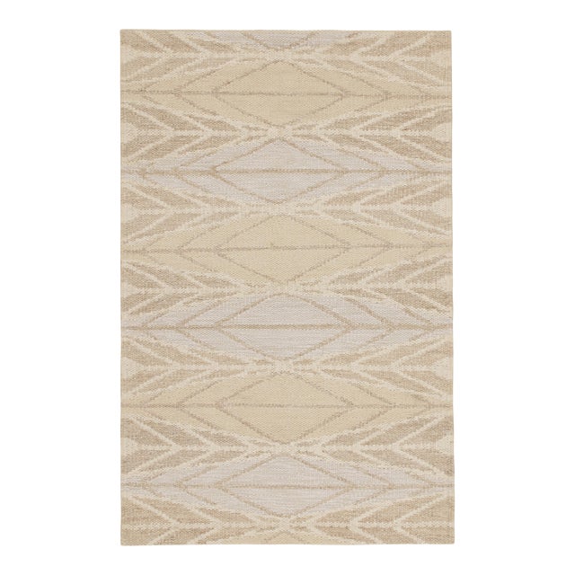 Rug & Kilim’s Scandinavian Style Kilim in Beige, White & Blue Geometric ...