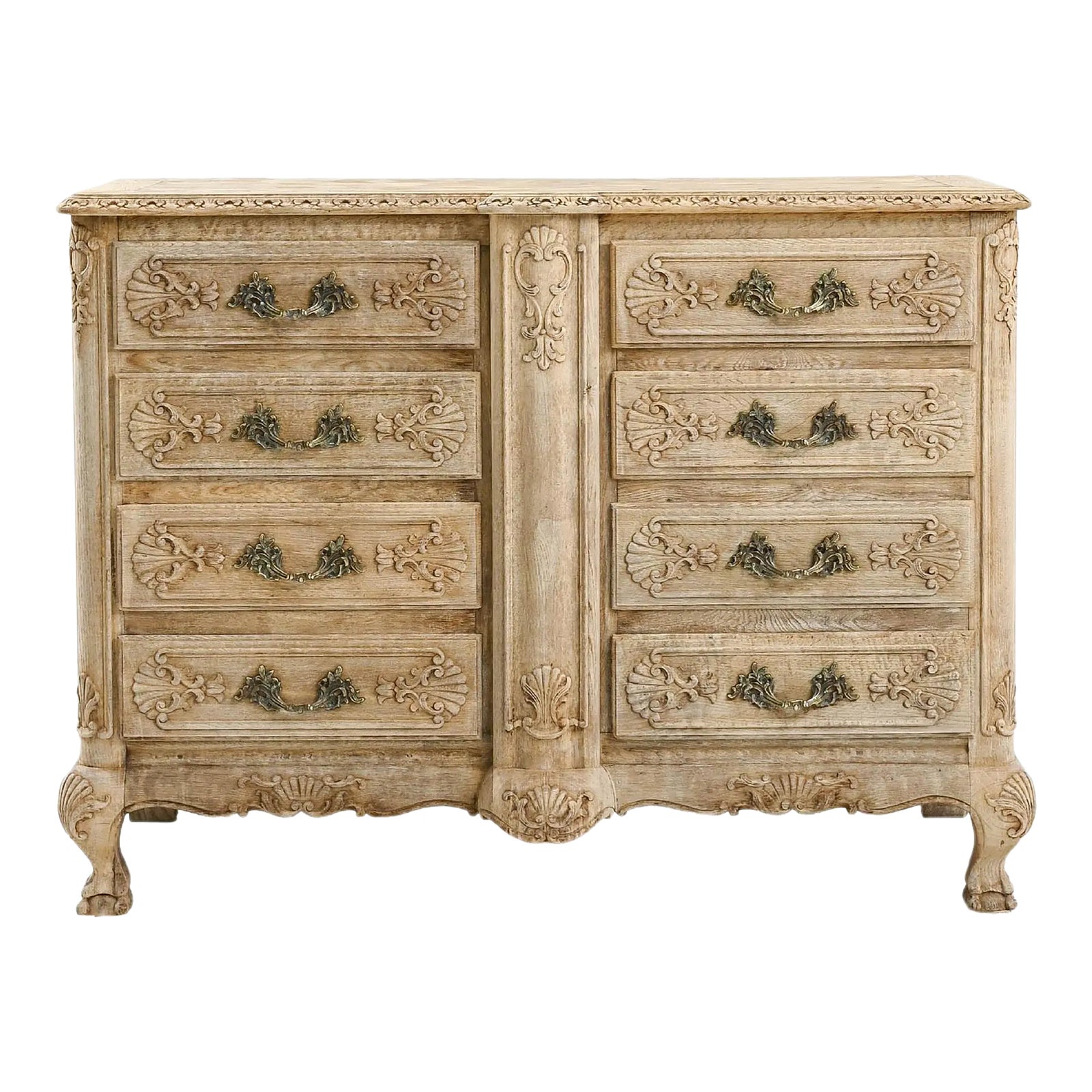 Early 20th Century Belgian Bleached Oak Chest Of Drawers | Chairish