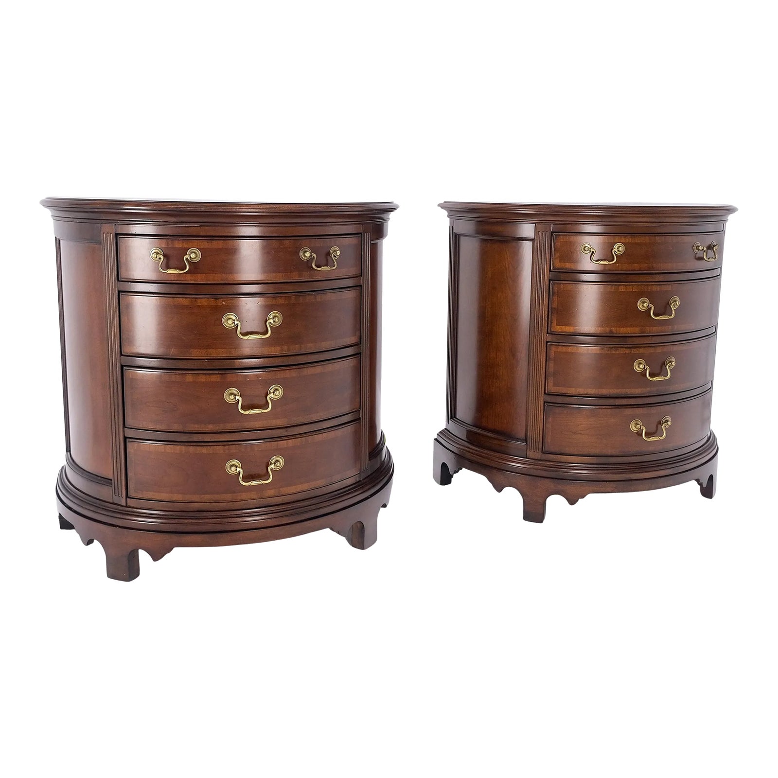 4 Drawer Banded Top Demi Lune Consoles Dressers Brass Drop Pulls - A ...