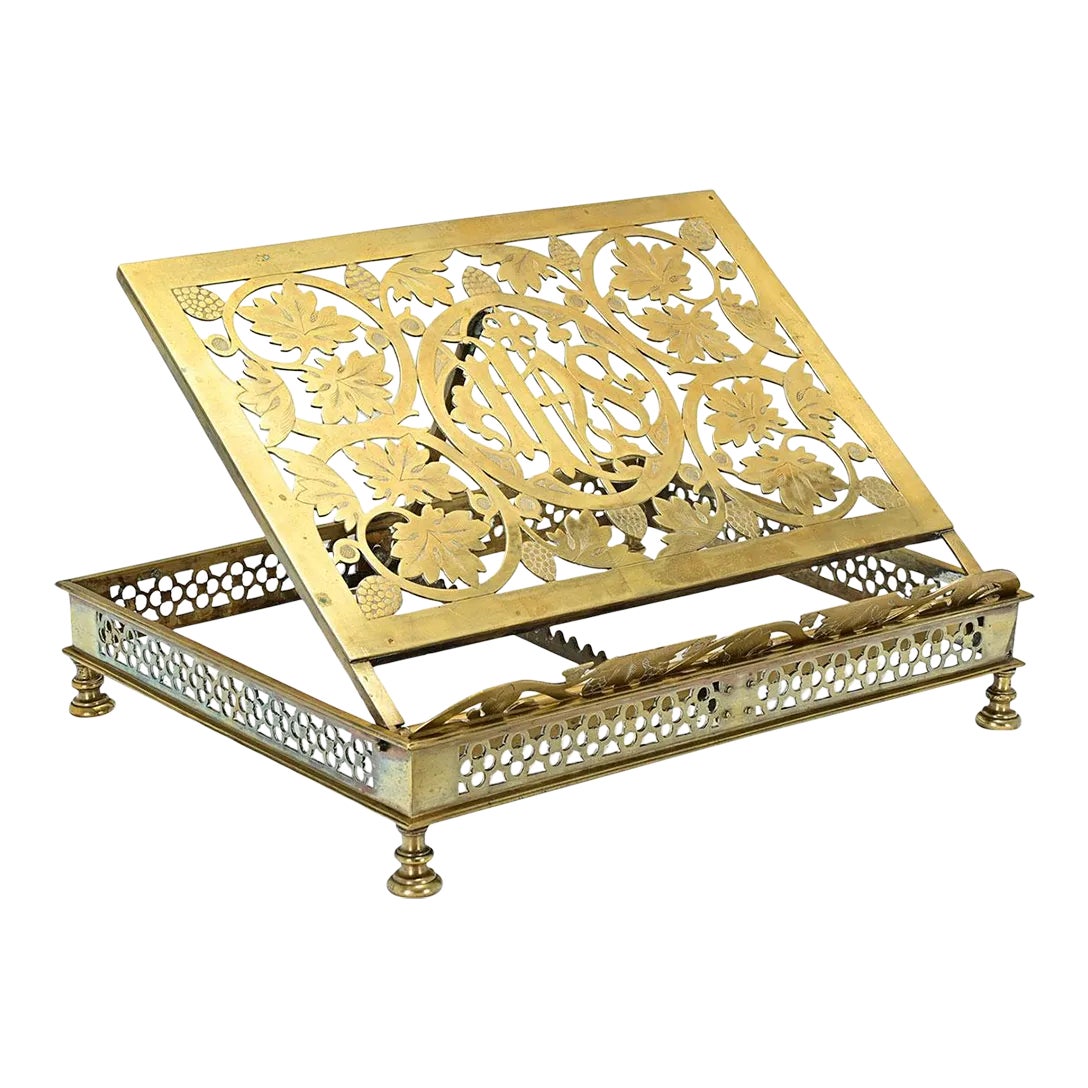 French Solid Brass Adjustable Bible Stand | Chairish
