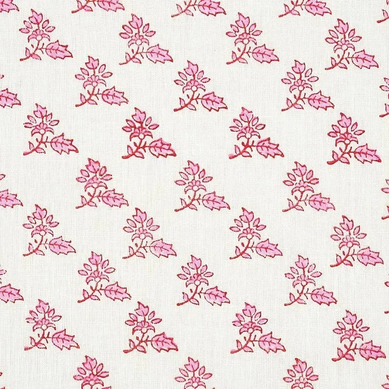 Schumacher Torbay Hand Blocked Print Fabric in Pink | Chairish