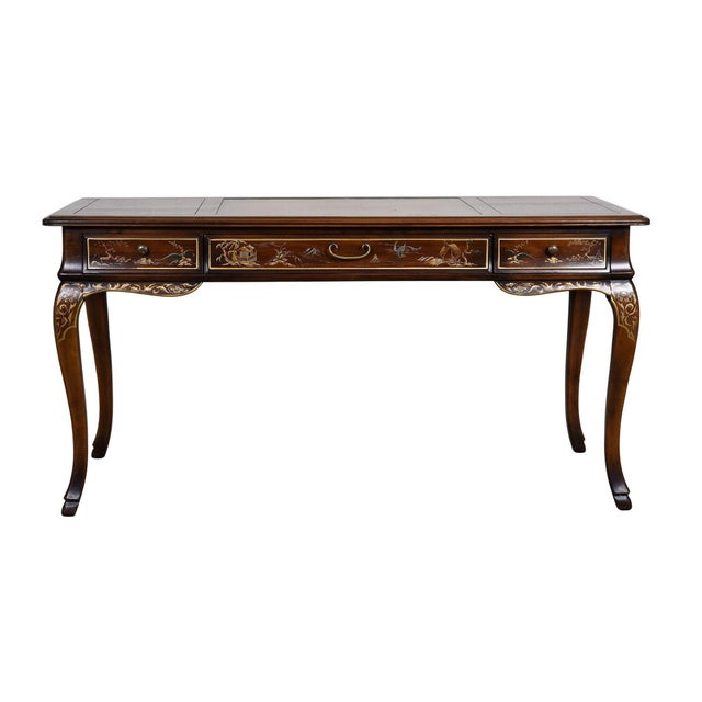Drexel Chinoisserie Style Walnut Writing Desk | Chairish