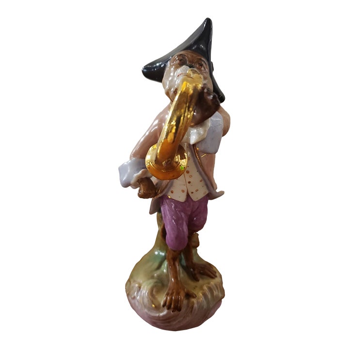 19th Century German Meissen-Style Porcelain Singerie Monkey Playing ...