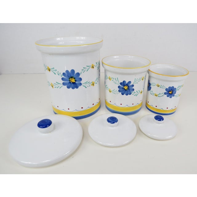 Late 20th Century Hand Painted Ceramic Canisters Made in Italy for ...