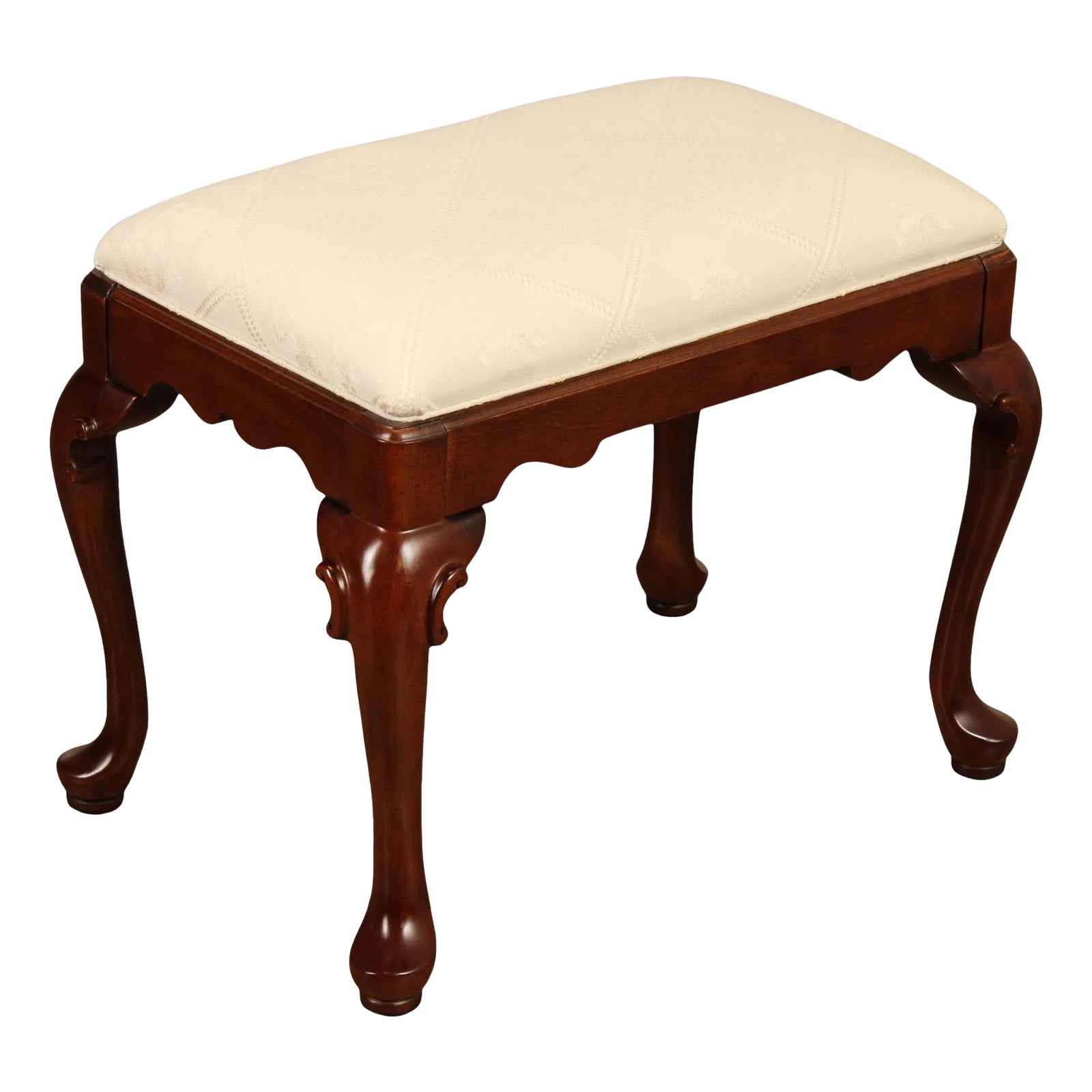 Ethan Allen Georgian Court Queen Anne Style Cherry Vanity Bench | Chairish