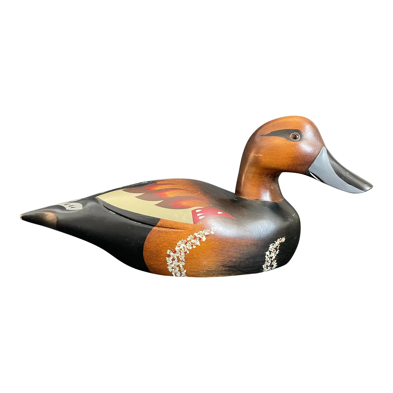 Vintage Hand Carved Eurasian Wigeon Drake Duck Wood Decoy #2 | Chairish