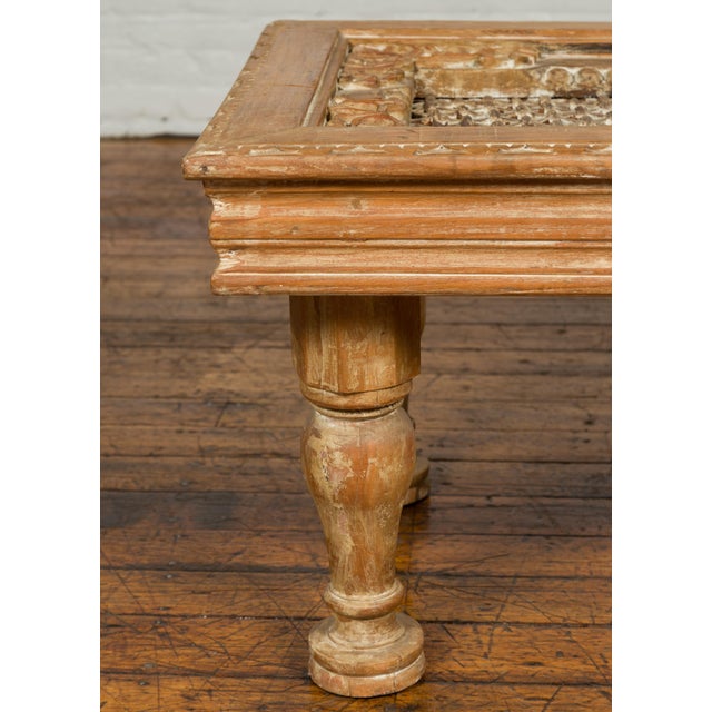 Rustic Indian Window Grate Cocktail Table with Iron Top and Baluster ...