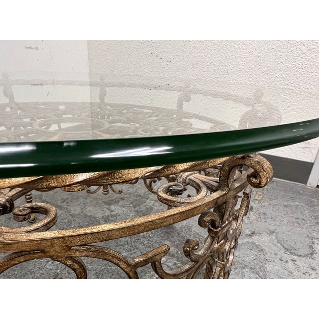 Horchow Spanish Style Iron + Glass Coffee Table | Chairish