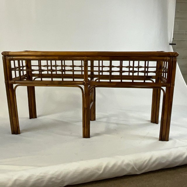 Vintage 1970s Boho Chic Bamboo Console Table. | Chairish