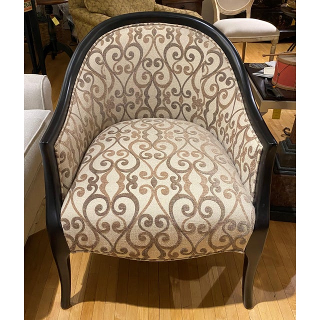 Contemporary Dalia Taupe Brocade Occasional Chair | Chairish