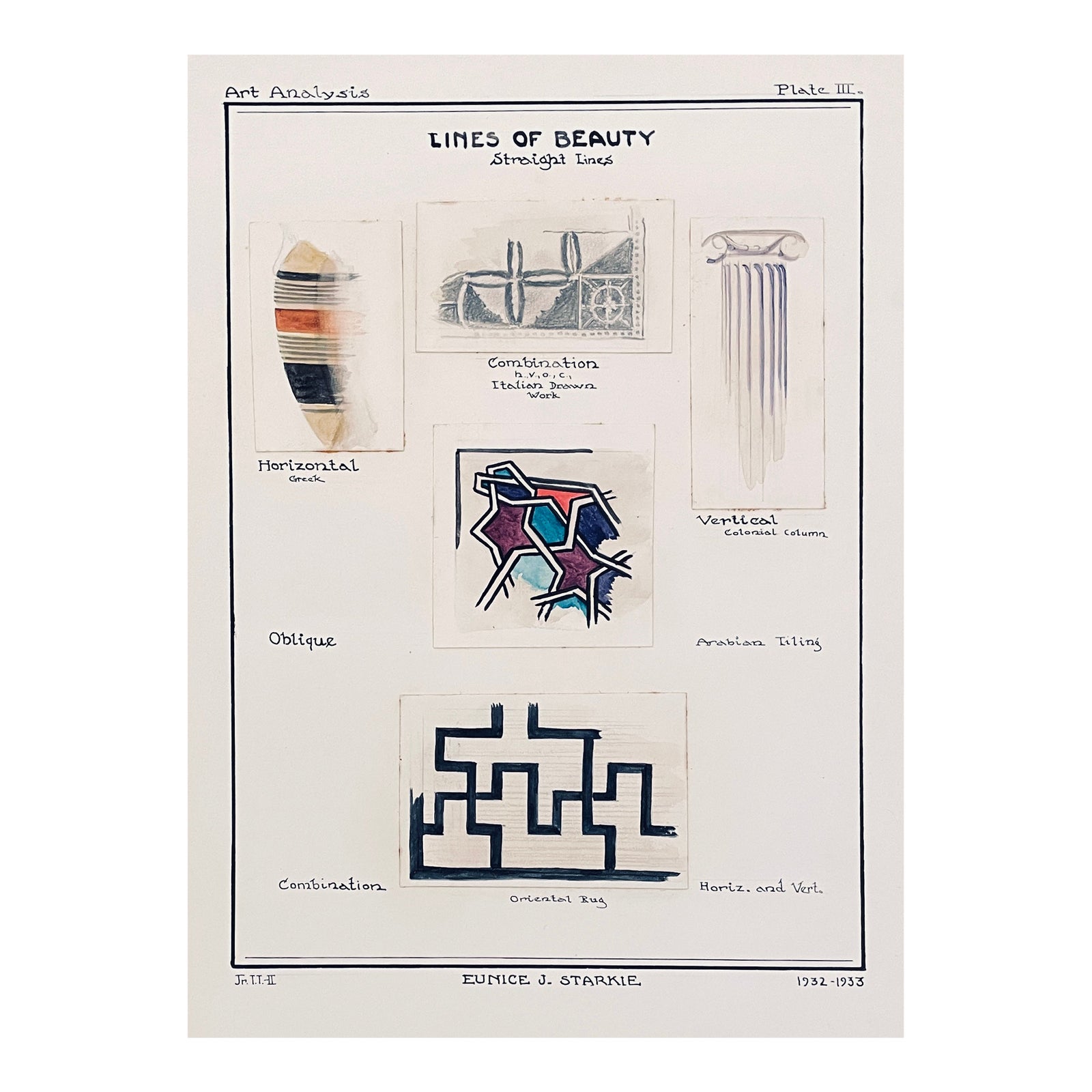 1932 Eunice Starkie Liner Decorative Arts Watercolor | Chairish