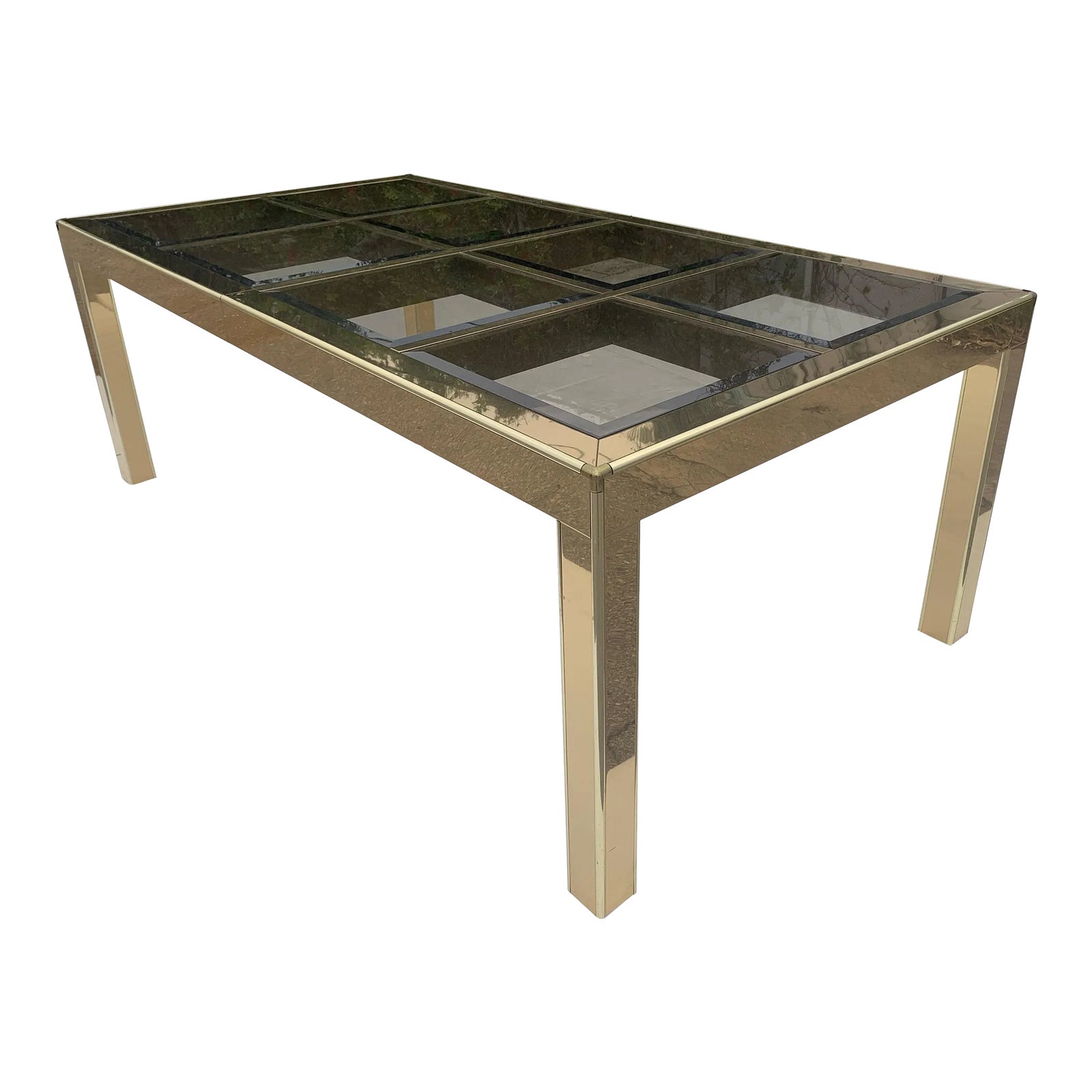 Mastercraft Brass Dining Table With Bronze Tinted Glass Tops Mid ...