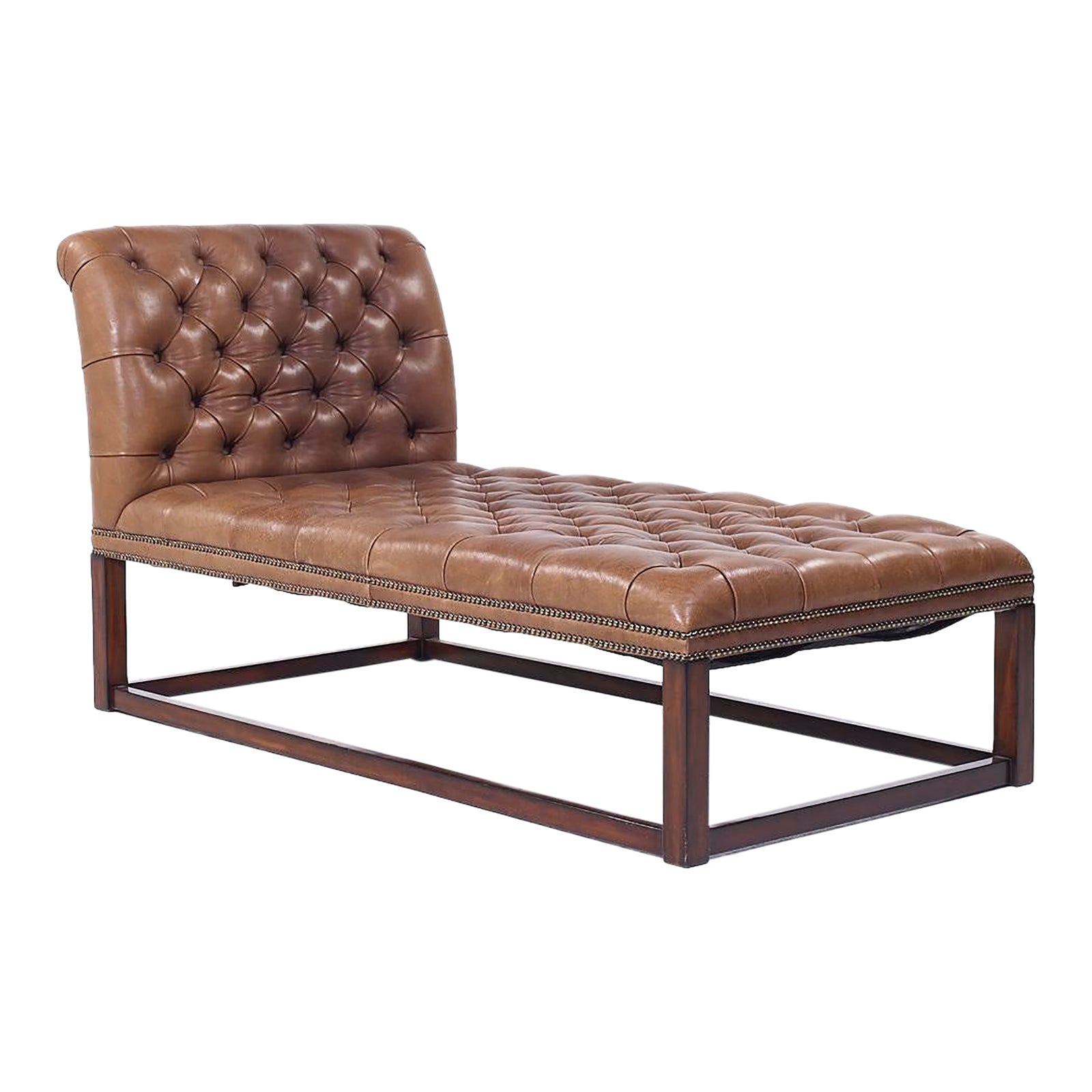 Maitland Smith Tufted Leather Chaise | Chairish