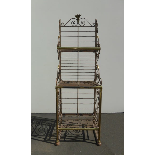 Vintage French Country Style Wrought Iron And Brass Three Tier Bakers Rack Chairish