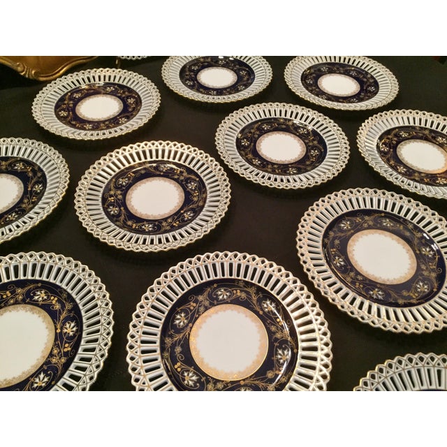 Vintage German Reticulated Gilt Cabinet Dessert Plates | Chairish