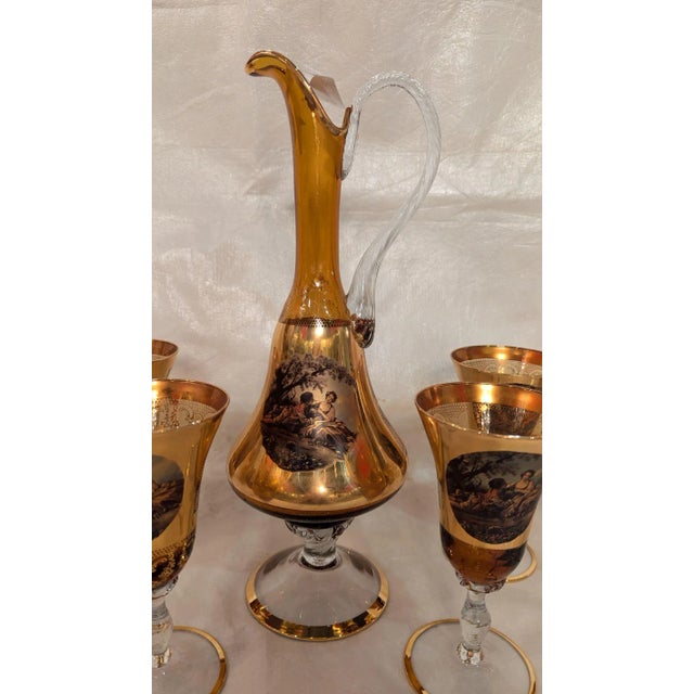 1950s Italian Carafe and Stem Set- 7 Pieces | Chairish