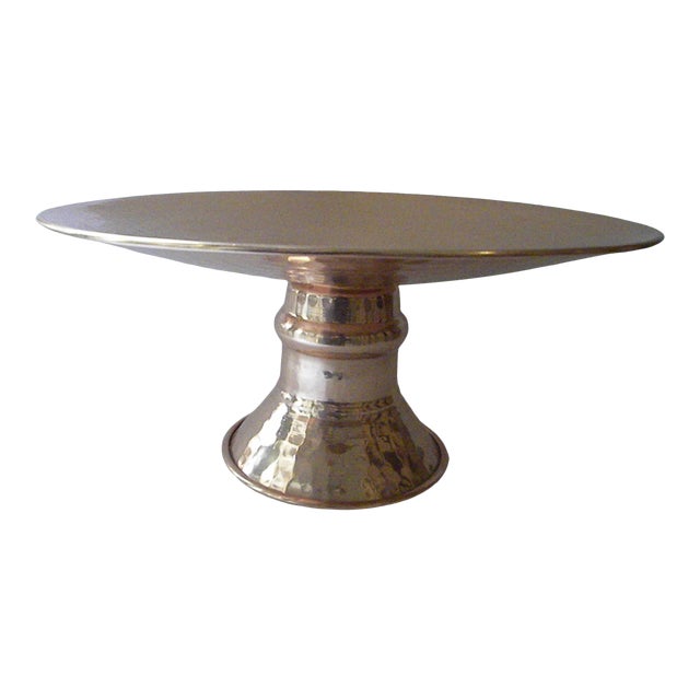 Hand Hammered Copper Metal Brass Cake Tray Stand Dessert Plate | Chairish