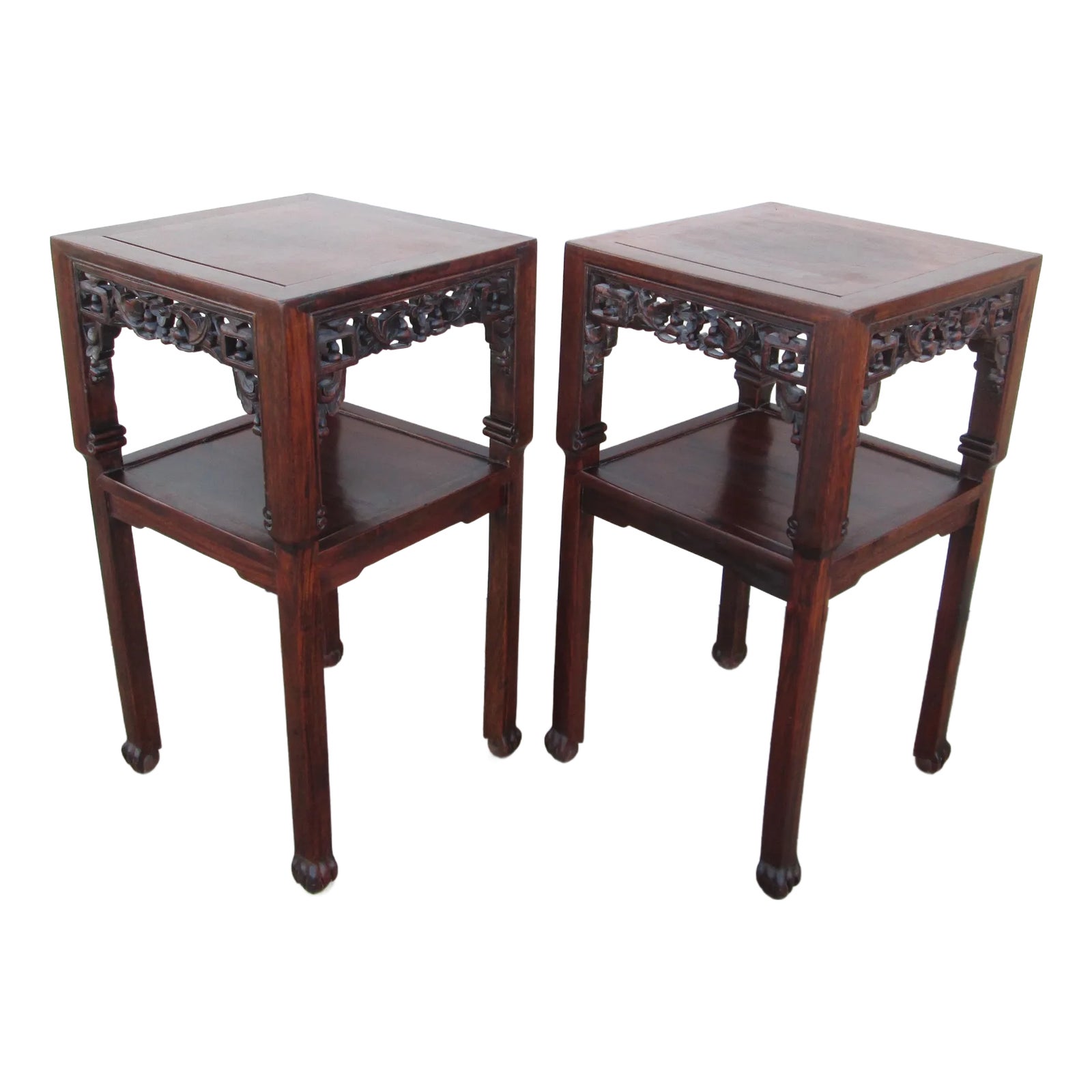 Set of 2 Antique 19th Century Chinese Vase Stands / Side Tables | Chairish