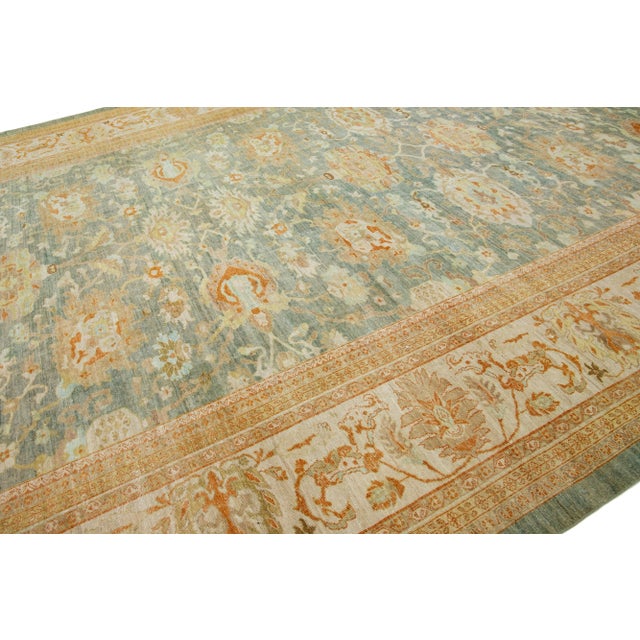 Light Blue Persian Wool Rug Vinatge From the 1940's With a Floral ...
