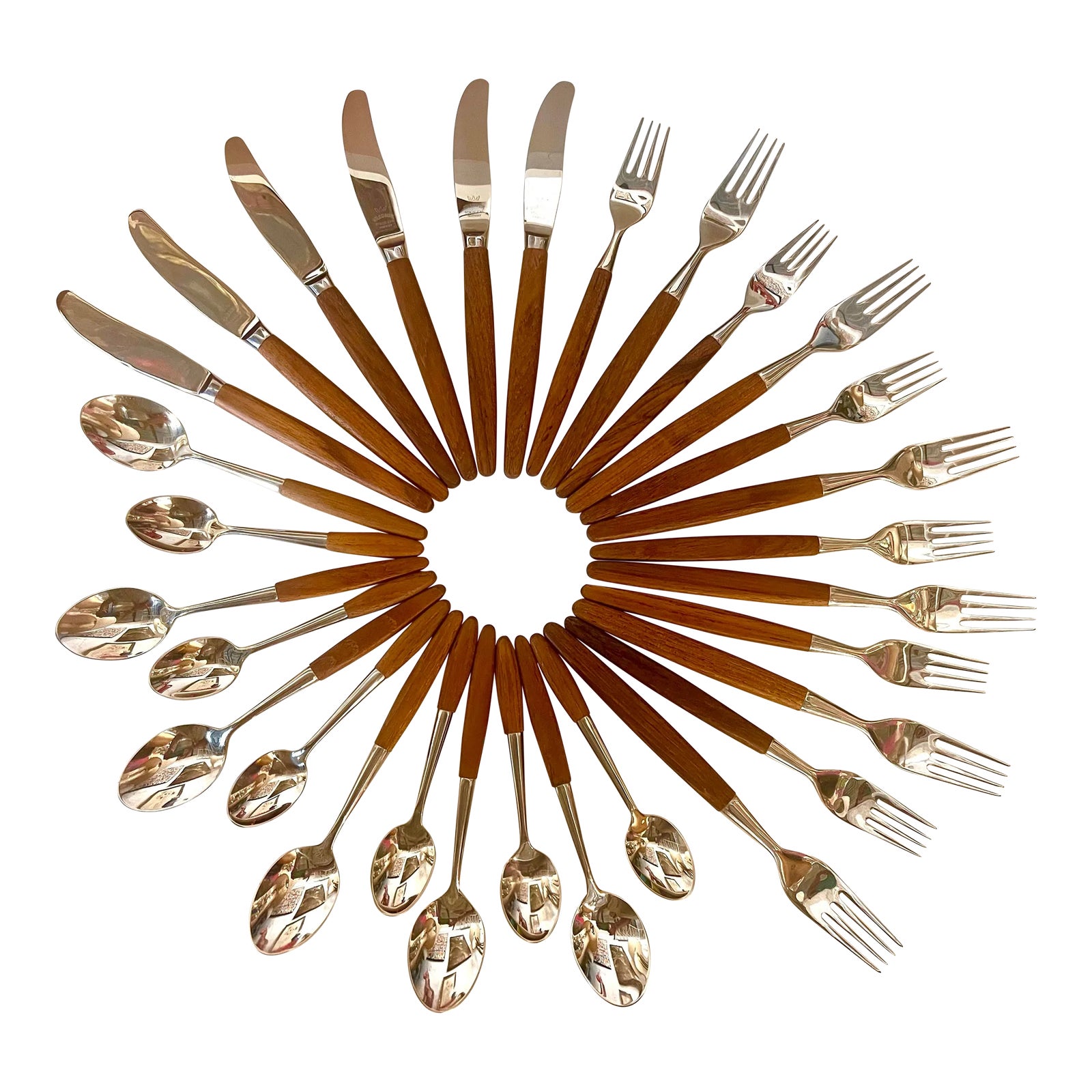 Vintage Mid Century Modern Teak Cutlery/ Flatware Made in Norway - 65 ...