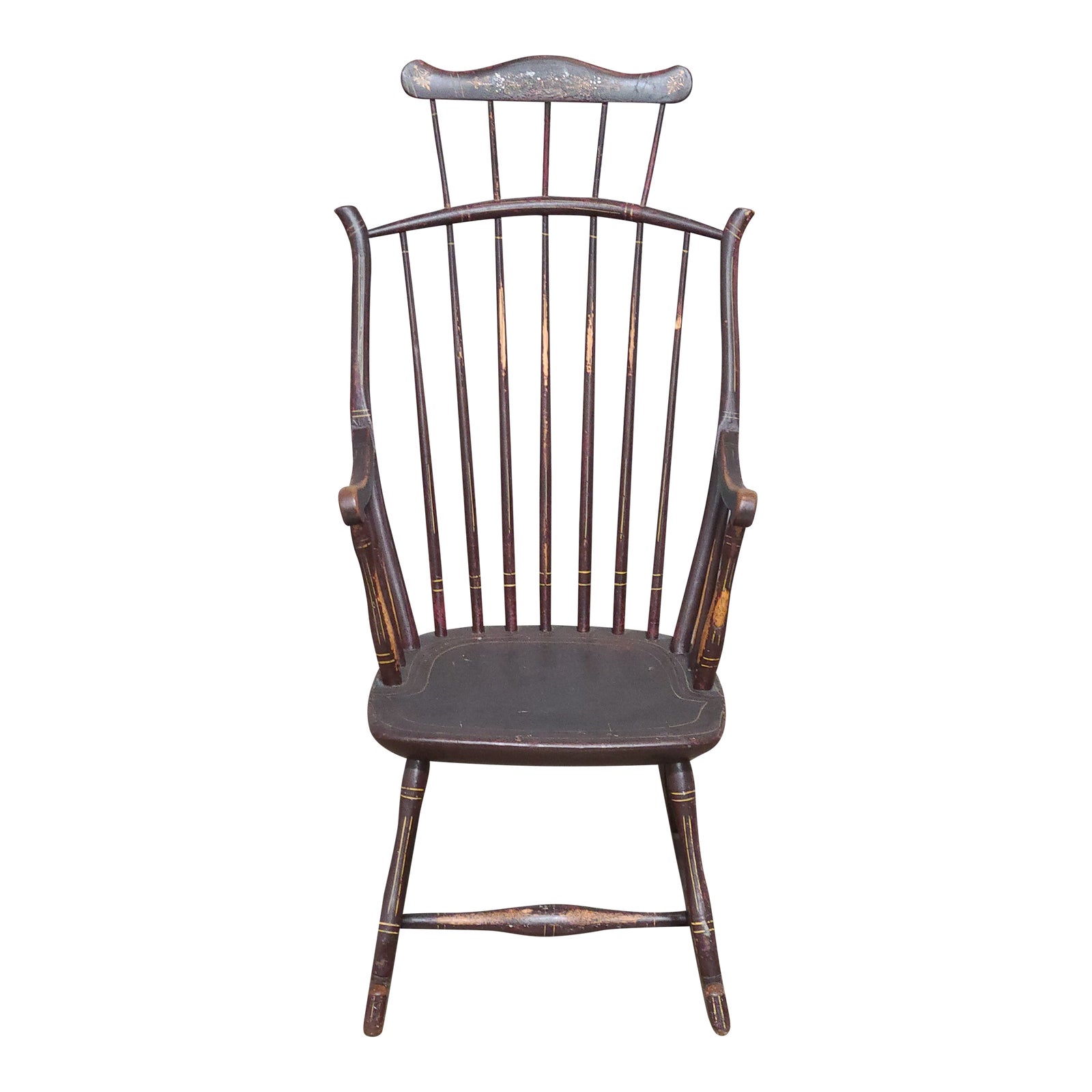 Late 19th Century Windsor Arm Rocking Chair Fan Back W Comb Back ...
