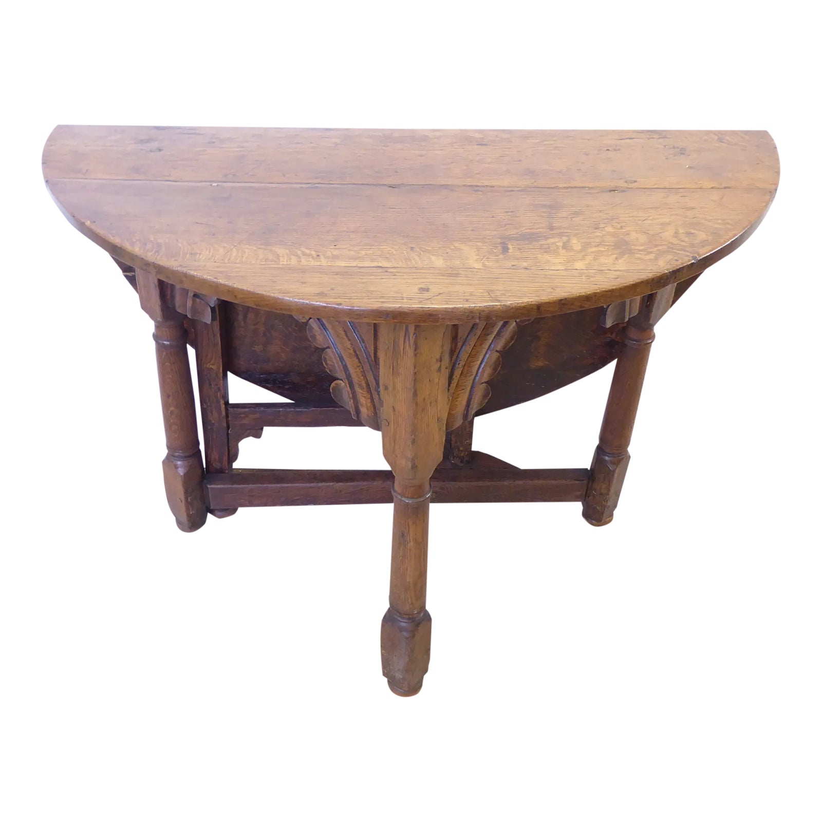 18th Century Jacobean Style English Demi-Lune Gate-Leg Table | Chairish