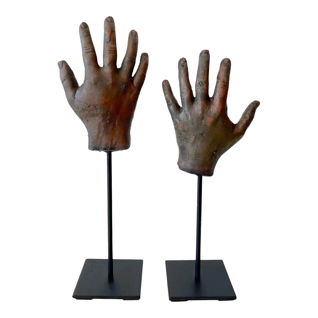 American Bronze Folk Art Maquettes of Hands, Museum Mounted - a Pair ...