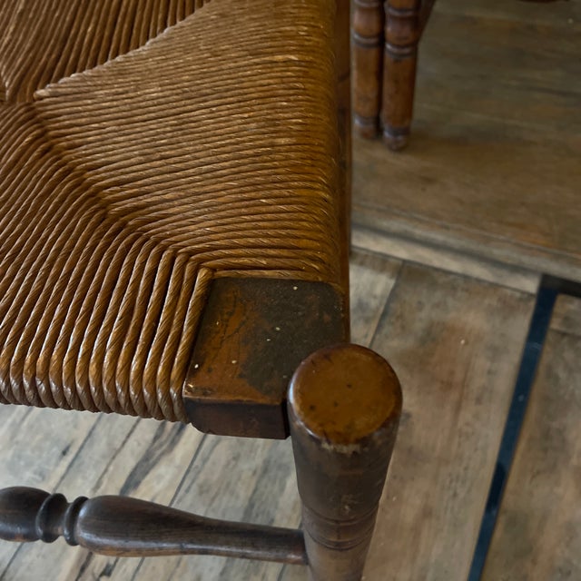 Mid 20th Century Set of Four Rush Seat Ladder Back Wood Chairs | Chairish