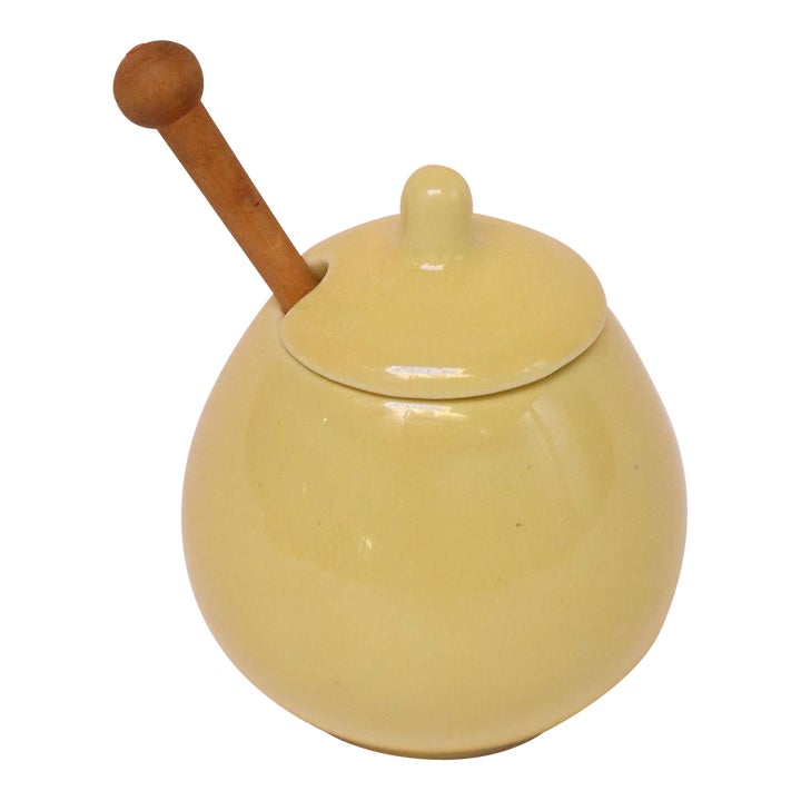 Finnish Modern Yellow Ceramic Mustard Jar / Honey Pot by Kaj Franck for ...