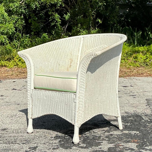 Vintage Coastal Diamond Weave Rattan Rocker and Lounge Chairs- a Pair ...