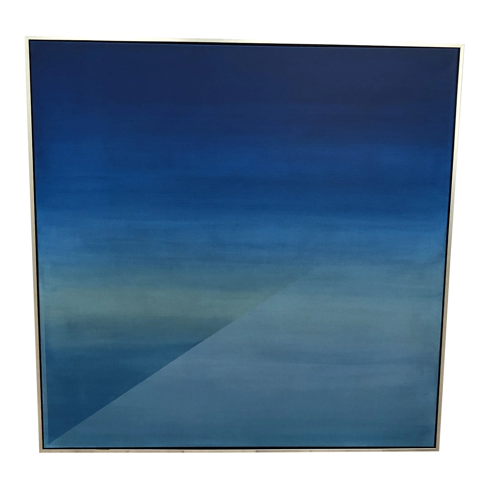 Contemporary Abstract Blue Gradient Painting Framed | Chairish