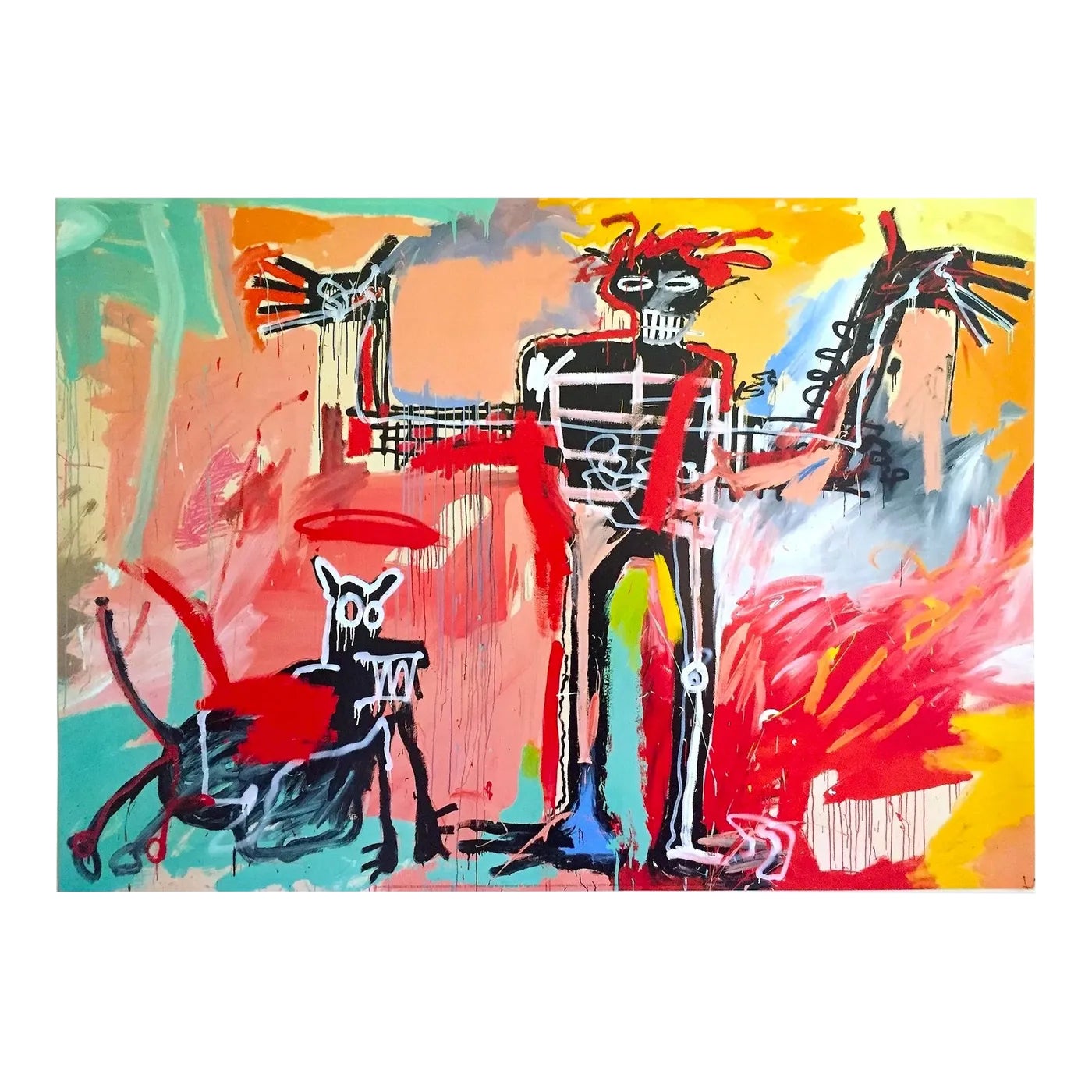 Jean Michel Basquiat Estate Lithograph Pop Art Print " Boy and Dog in a ...