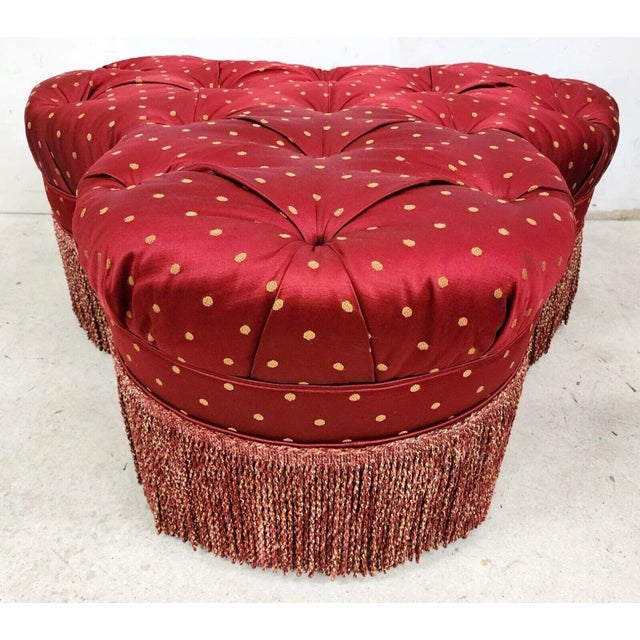 Clover Ottoman Pouf Tufted Hollywood Regency | Chairish