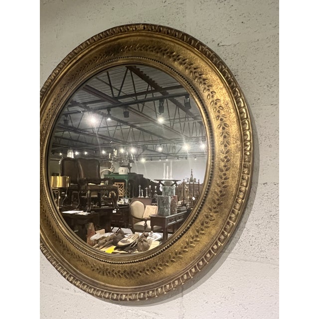 1980s Vintage Bombay Company Round Gold Painted Mirror With Leaf Motif ...