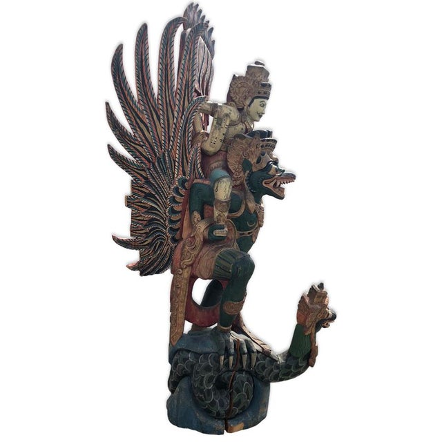 Antique Balinese Large Wood Carved Vishnu Riding Garuda Buddhist Hindu ...