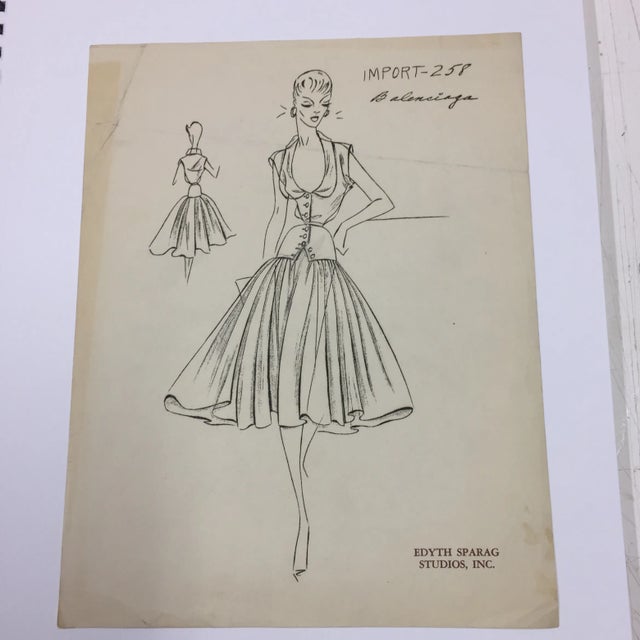 Original Fashion Drawing Edyth Sparag Studios | Chairish