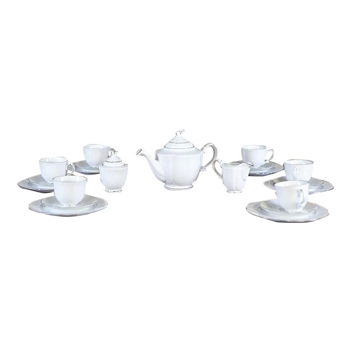New Porcelain Tea Service for 6 People - Bogucice Perla Platinum- 21 ...