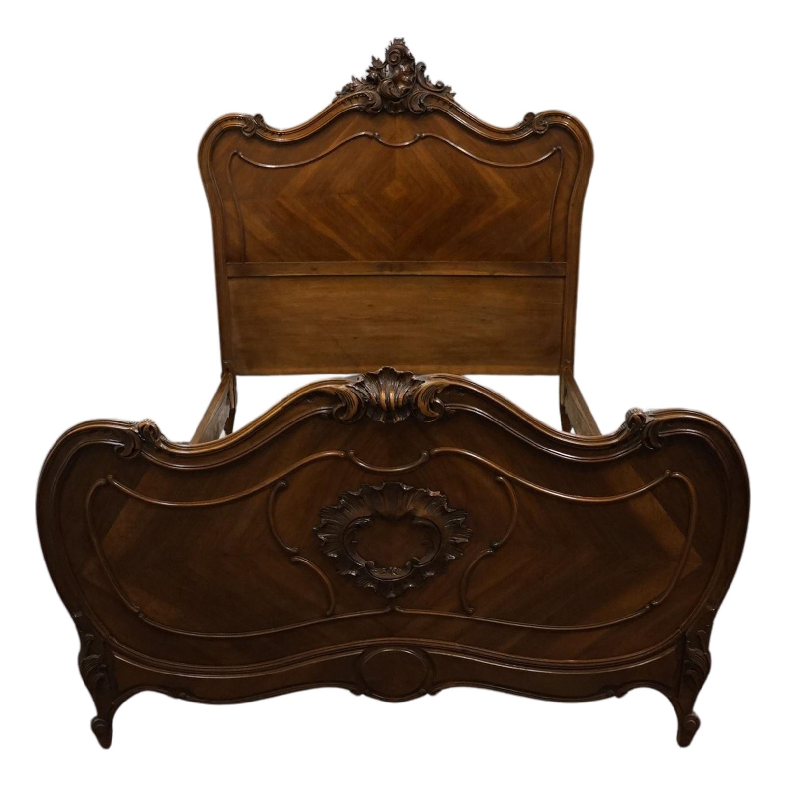 Vintage Antique Bookmatched Walnut French Provincial Louis XVI Rococo ...
